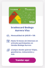 Tarjeta de crédito bradescard Bodega Aurrera Visa. Guía en línea.